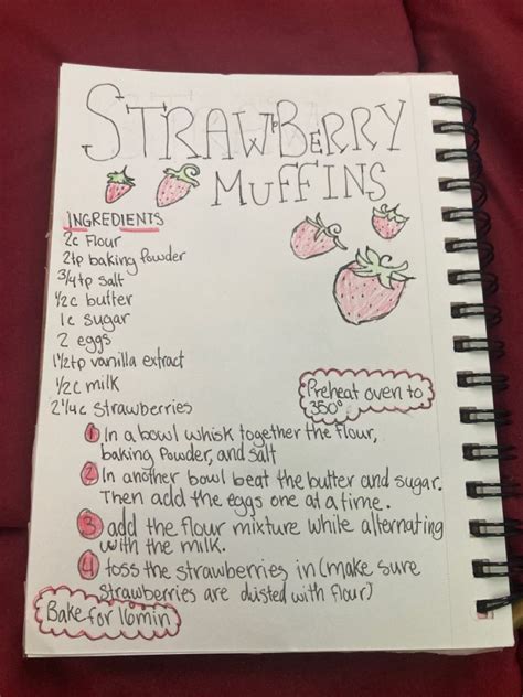 Strawberry Muffins In Recipe Book Diy Scrapbook Recipe Book