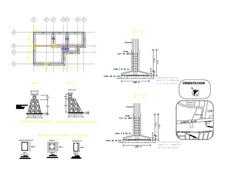 Detalle de cimentación en AutoCAD Descargar CAD gratis 101 07 KB