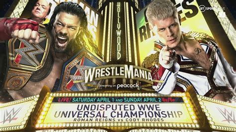 WWE Wrestlemania 39 Roman Reigns Vs Cody Rhodes Custom Promo Package