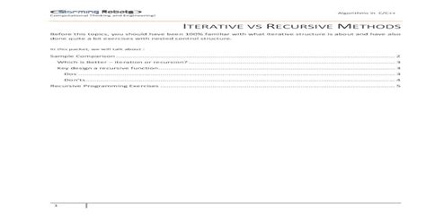 iterative vs recursive methods storming robots · computational thinking and engineering 1