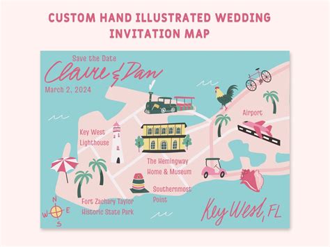 Mapa de invitación de boda ilustrado a mano personalizado Guardar la