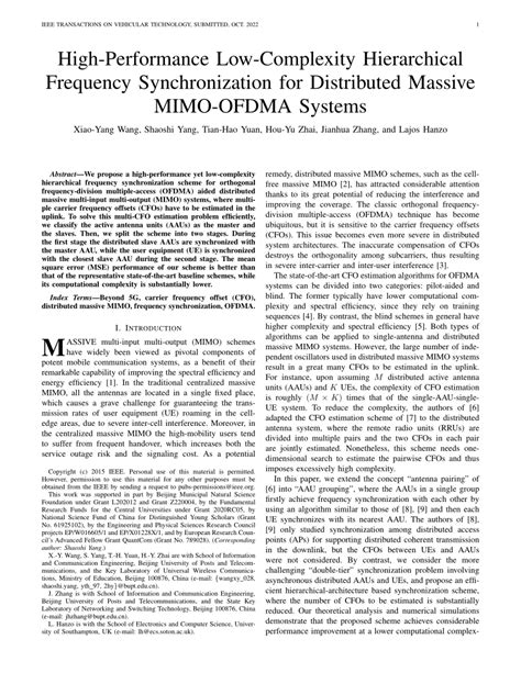 pdf high performance low complexity hierarchical frequency synchronization for distributed
