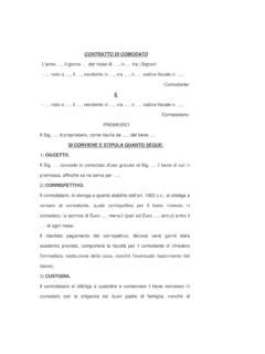 MODELLO CONTRATTO DI COMODATO Modello Contratto Di Comodato Pdf