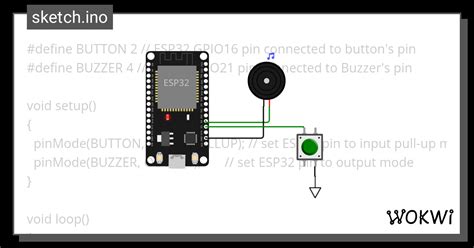 Buzzer With Push Button Wokwi ESP32 STM32 Arduino Simulator
