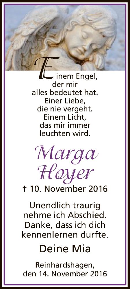 Traueranzeigen Von Marga Hoyer Trauer HNA De
