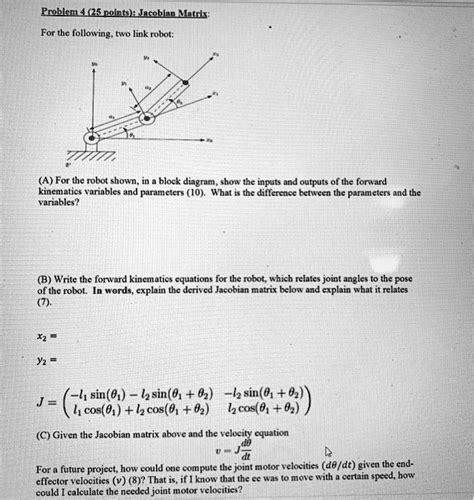 solved problem 4 25 points jacobian matrix for the following two link robot a for the