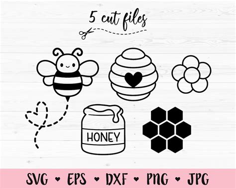 Bee SVG Bundle Honeycomb Beehive Honey Flower Cutting File Bumble Bee