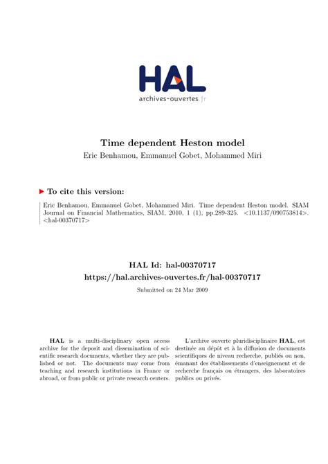 pdf time dependent heston model