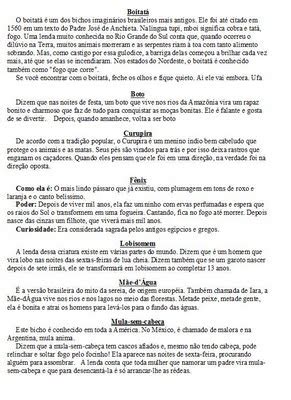 BAUZINHO DA WEB BAÚ DA WEB TEXTOS DE FOLCLORE ATIVIDADES LENDAS DO