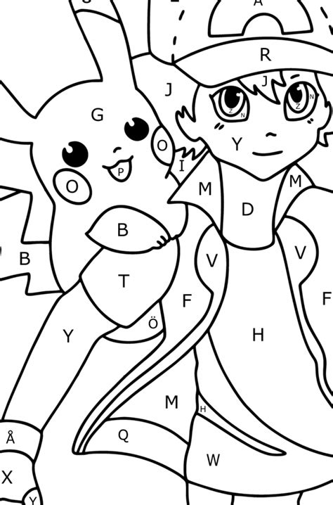 Målarbild Pokémon XY Ash Ketchum Coloring for Kids