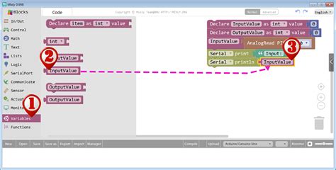 graphical programming kit for learn coding with arduino ide6 potentiometer control led light