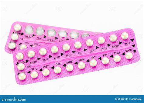 Oral Contraceptive Pill Strips Isolated On White Background Stock Image