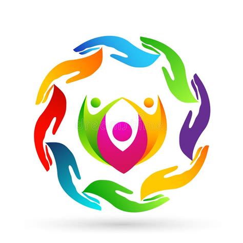 Manos Alrededor Del Mundo La Gente Guarda Cuidado Diversidad Logotipo