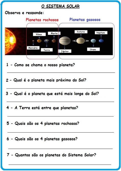 O Sistema Solar Em 2024 Atividades De Geografia Atividade Sistema