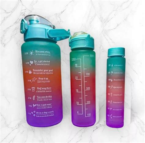 Kit 3 Garrafa De agua Motivacional Academia Galão Grande Degrade