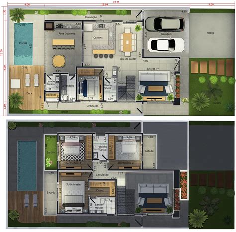 Planta de sobrado pé direito alto Projetos de Casas Modelos de