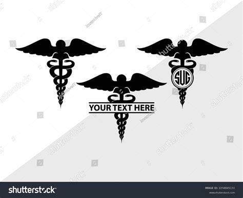 Caduceus Symbol Monogram Vector Illustration Silhouette Stock Vector