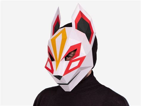 Kitsune Mask Halloween Mask Japanese Fox Mask Diy Printable Etsy Fox Mask Diy Japanese Fox