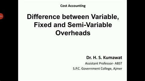 Difference Between Variable Fixed And Semi Variable Overheads Youtube