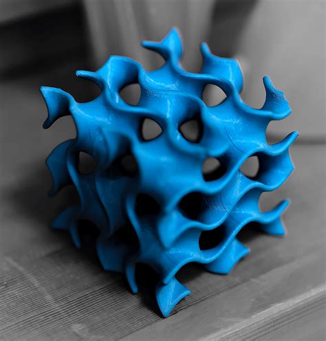 A Photo Of A D Printed Gyroid With Sidelength Cm B The