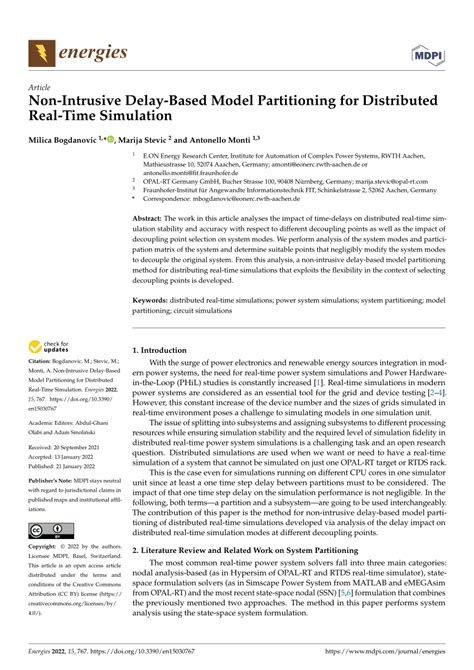 pdf non intrusive delay based model partitioning for distributed real time simulation