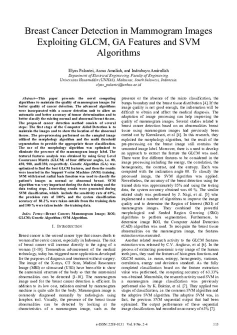 pdf breast cancer detection in mammogram images exploiting glcm ga features and svm