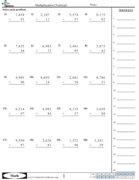5 Nbt 5 Worksheets Free CommonCoreSheets Worksheets Library