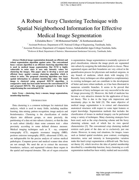 pdf a robust fuzzy clustering technique with spatial neighborhood information for effective