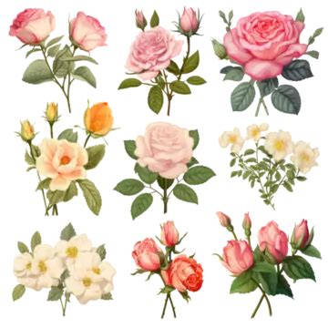 Rose Flowers Bouquet Watercolor On Transparent Background Rose Flowers