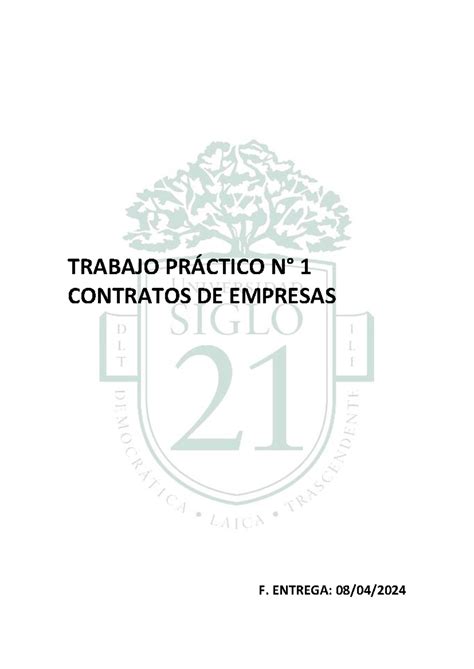 TP1 Contratos DE Empresas TRABAJO PRÁCTICO N 1 CONTRATOS DE