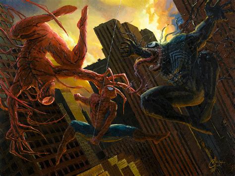 Pick Your Poison Or SpiderMan Vs Venom And Carnage Painting By