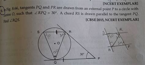 In The Given Figure Tangents PQ And PR Are Drawn From An External