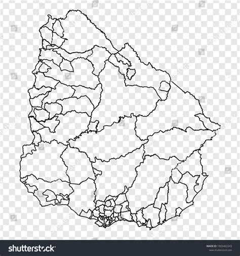 Blank Map Uruguay Municipalities Uruguay Map Stock Vector Royalty Free