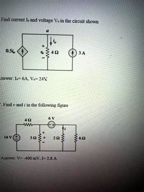 Find Current Io And Voltage Vo In The Circuit Shown Answer Io A