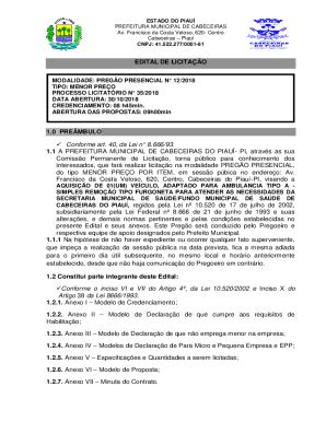 Preenchível Disponível EDITAL DE LICITAO 1 0 PREMBULO Conforme art 40