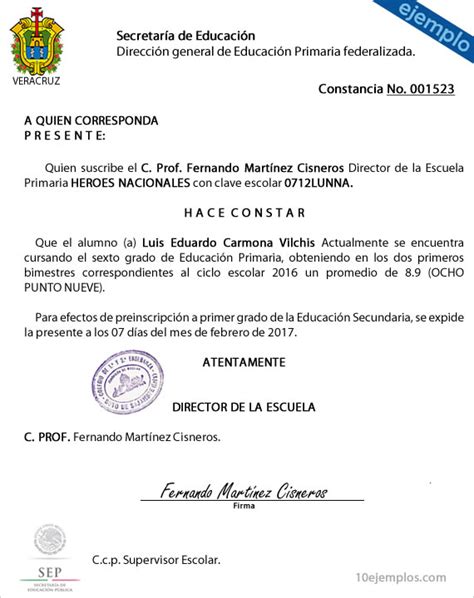 Ejemplos De Constancia