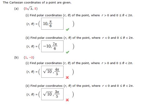 solved the cartesian coordinates of a point are given a
