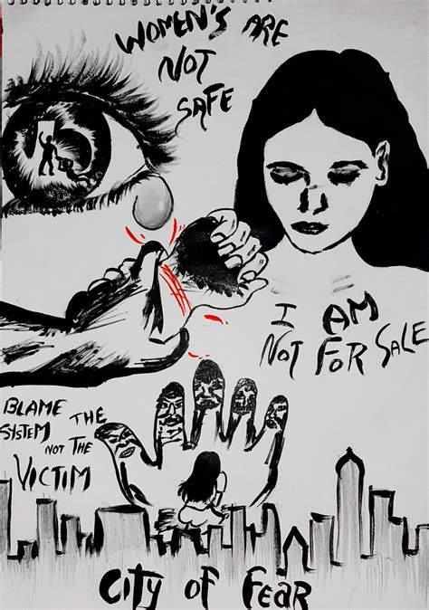 A Drawing Of A Woman S Face With The Words Women Are Not Safe