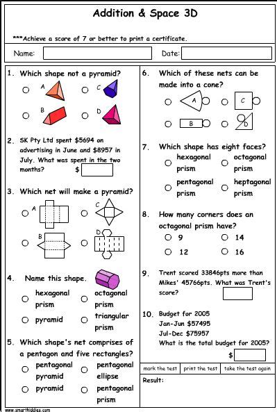 Grade1 Maths Test Worksheet Artofit