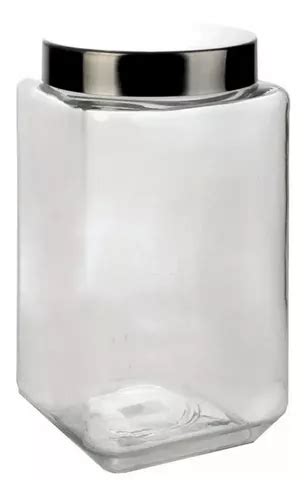Frasco Vidrio Cuadrado C Tapa Acero Grd Sheshu Home
