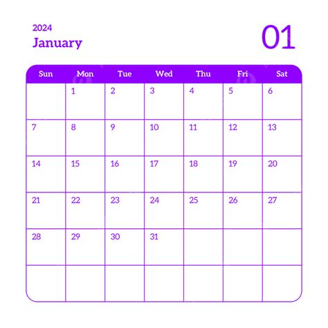 Colorful January 2024 Calendar Vector January 2024 Calendar PNG And