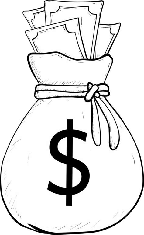 Money Bag Hand Drawn Dollar Sack Money Bag Sketch Isolated Color