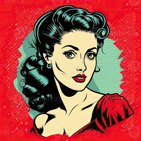 Ai Generated Ai Generative Pin Up Sexy Attractive Beautiful Girl Woman Comics Cartoon Vintage