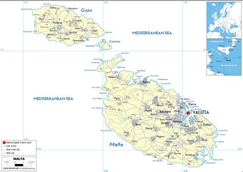 Large Size Political Map Of Malta Worldometer