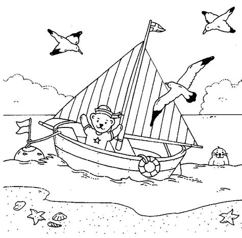 Coloriage à imprimer Petit marin dans son bateau à voile