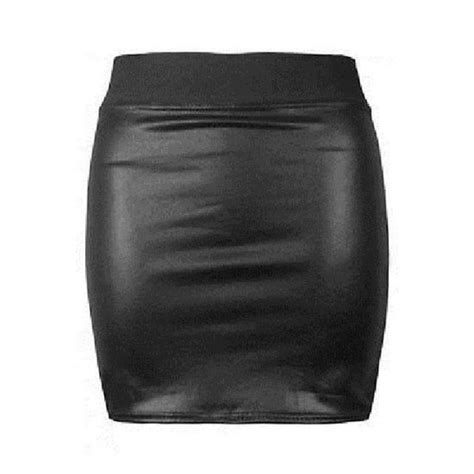 Jupe Jupe en cuir PU taille haute pour femme mini jupe élastique pour