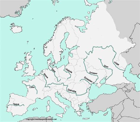 Europe Rivers Map With Labels