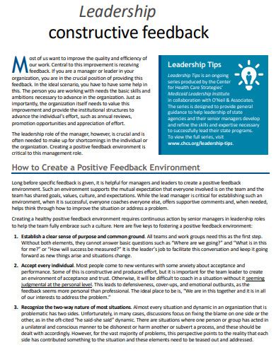 Constructive Feedback Examples How To Write Format Pdf