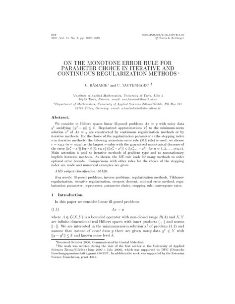 pdf on the monotone error rule for parameter choice in iterative and continuous regularization
