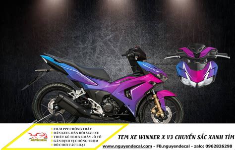 Tem xe winner x v3 chuyển sắc xanh tím Nguyễn Decal Chuyên Dán Keo